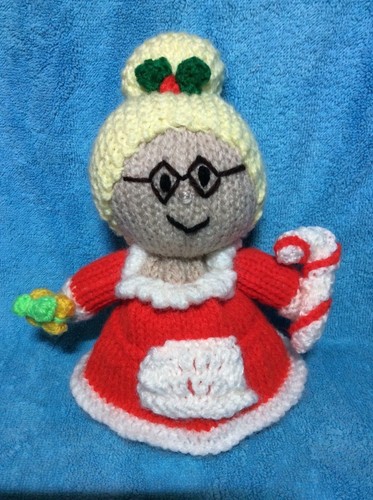 KNITTING PATTERN - Mother Christmas Mrs Claus with cane orange cover ...