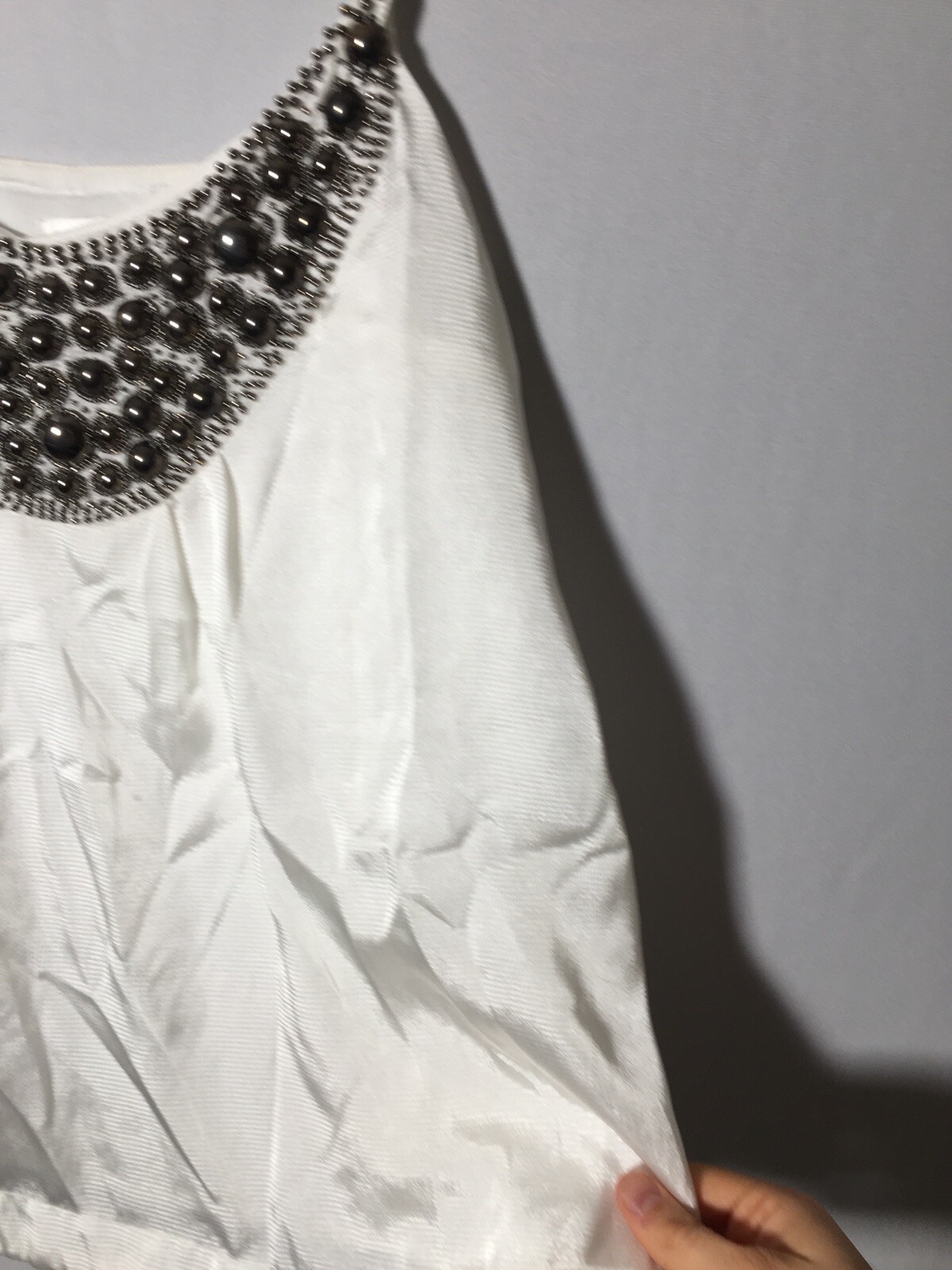 Anise Womens Beaded Bejewelled White Cami Tank Top Singlet Size 10 ...