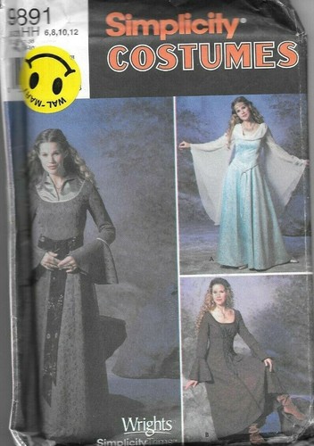 Simplicity 9891-Ladies Medeivel Renaisance-Princess-Wench Size 6-12 ...