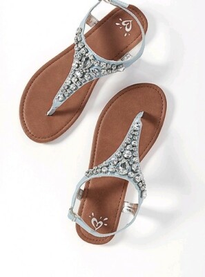 Girls justice rhinestone t strap sandals NEW SIZE 6 | eBay