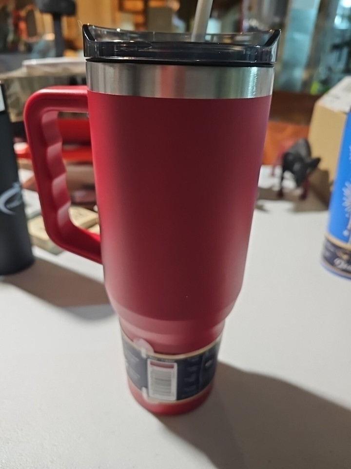 Tall Stanley Style Tumbler Buc-ee's Thermal Cup Red With Handle 40 Oz ...