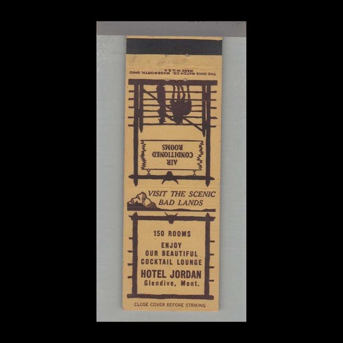 Matchbook Cover - Montana - Hotel Jordan Glendive, MT | eBay