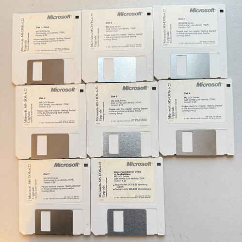 Microsoft MS-DOS 6.22 Upgrade • 3.5" Floppy Vintage Software (8-Disk ...