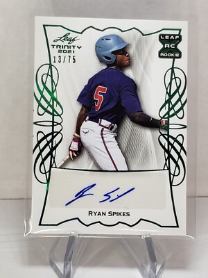 RYAN SPIKES 2021 Leaf Trinity Green XRC AUTO /75 Tampa Bay Rays SSP 🔥 ...