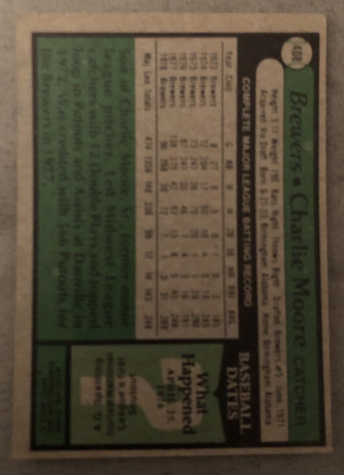 1979 Topps Charlie Moore Baseball Card #408 Brewers Low-Grade | eBay