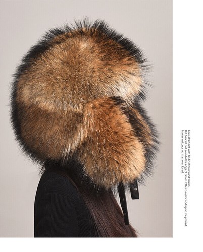 Unisex Full Covered Real Fox Fur Hat Russian Ushanka Trapper Hat With ...