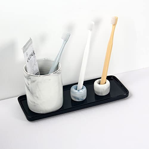 Black Ceramic Vanity Tray Small Rectangle Tray Counter Tray For Kitchen ...