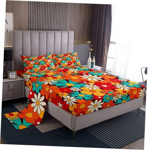 Cartoon Flowers Bed Sheet Set Queen Size,Retro QUEEN (W60*L80*H16 ...