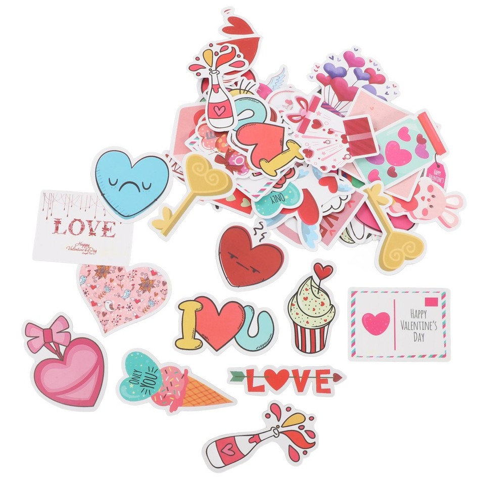 50 PCS Red Envelopes Stickers Small Heart Holiday for Kids Valentine ...
