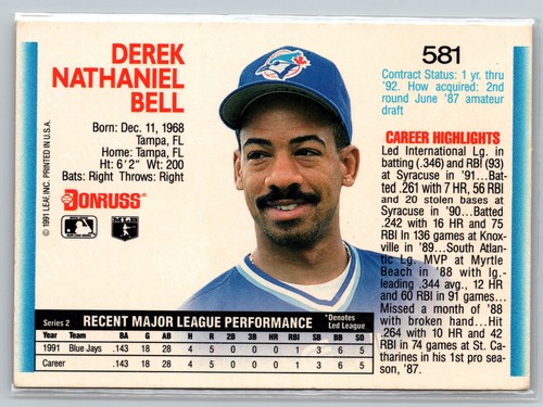 1992 Donruss #581 Derek Bell | eBay