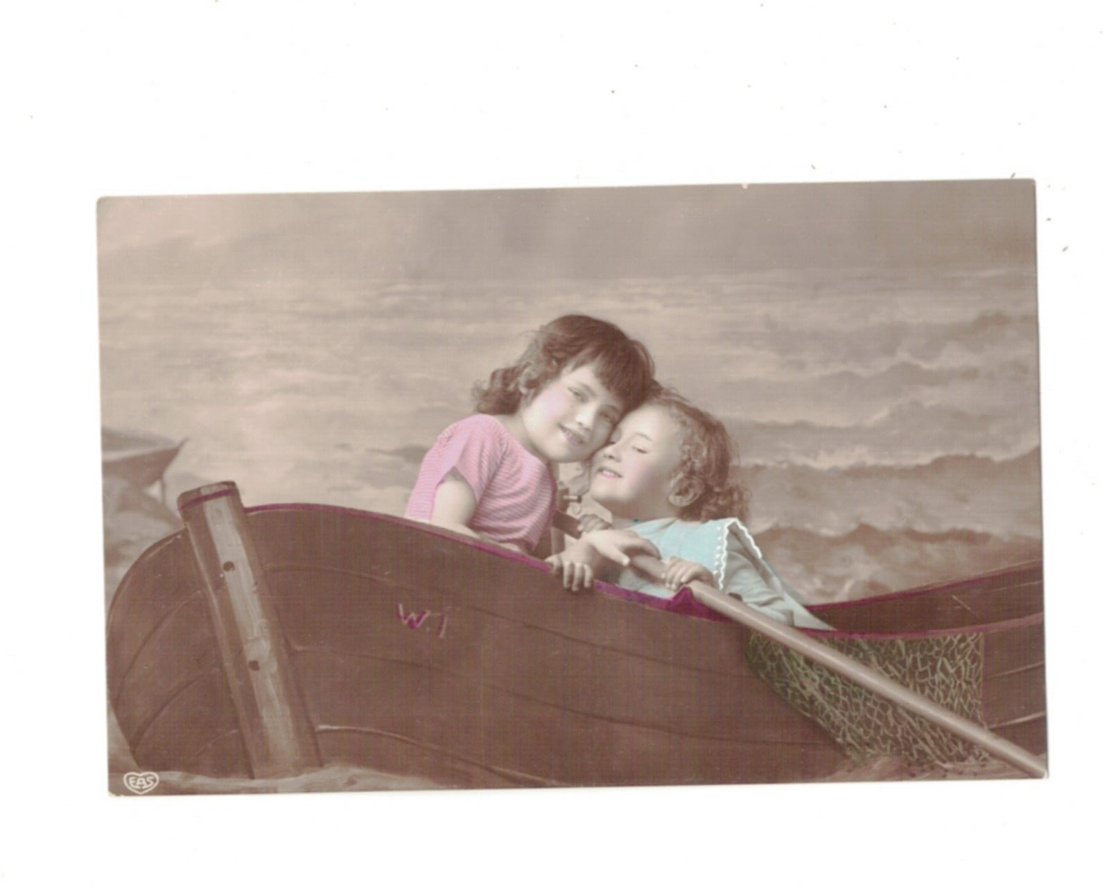 SE1232 LITTLE GIRLS IN A ROARING BOAT FANTASY RPPC HAND COL | eBay