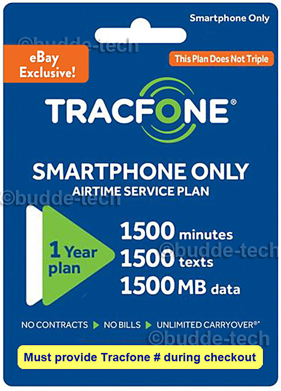 Tracfone Smartphone 365 days plan + 1500 minutes+texts 1.5GB data (PIN ...
