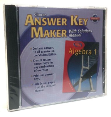 Glencoe Answer Key Maker For Algebra 1 With Solutions Manual (CD, 2005 ...
