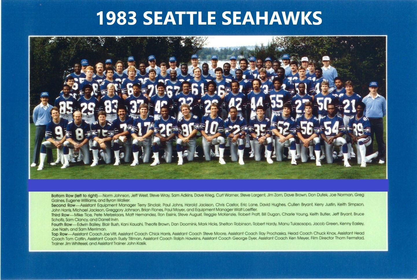 1983 SEATTLE SEAHAWKS 8X10 TEAM PHOTO FOOTBALL PICTURE NFL | eBay