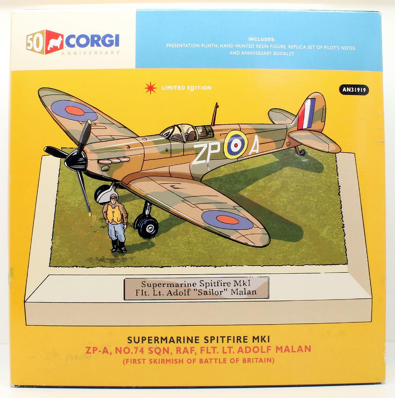 CORGI 1:72 SCALE AN31919 SUPERMARINE SPITFIRE MKI ZP-A 74 SQN RAF | eBay UK