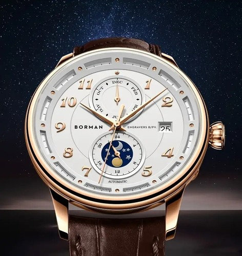 New BORMAN Men's Fully Automatic Mechanical Versatile watch - Rose Gold ...