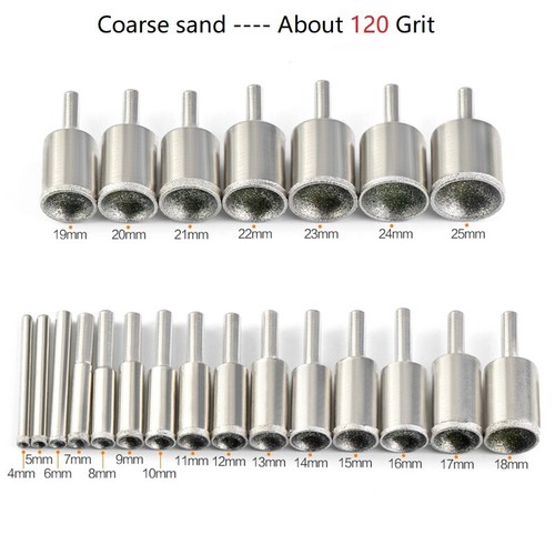 3-25 mm Grit 120 Diamond Grinding Bit SPHERICAL CONCAVE Head Mounted ...