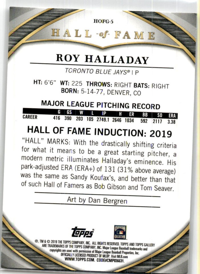 2019 Topps Gallery Roy Halladay #HOFG-5 Hall of Fame | eBay
