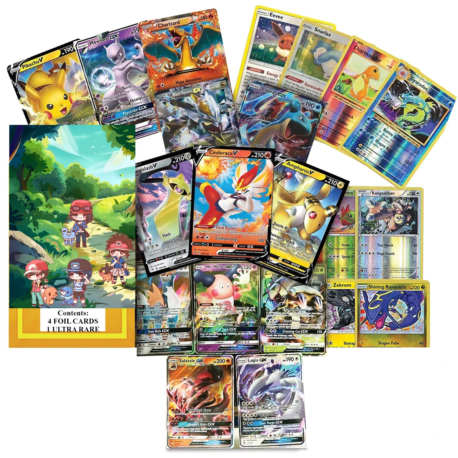 Pokemon Card Lot (5) 1 holo 3 rev. holo + Ultra Rare | VMAX GX EX VSTAR OR V