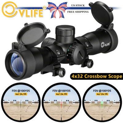 4x32 Crossbow Scope, 20-100 Yards Rangefinder Reticle, 250-350 FPS ...