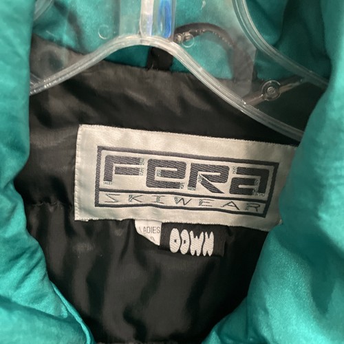 VTG 80s 90s Fera Ski Wear Ladies Size 10 Down Jacket Teal Green EUC ...
