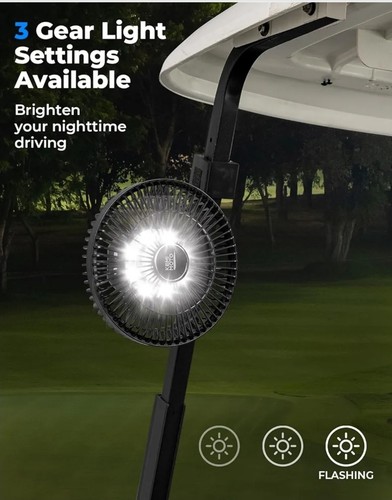 Golf Cart Fan Portable USB Input 6-Speed Settings Rechargeable 2 Pack ...