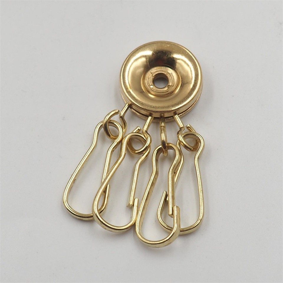 1x Brass Key Row Organizer Swivel Round 4 keyring Wall Mounted Bracket ...