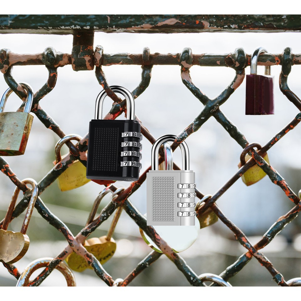 3PCS Combination Lock Resettable 4 Digit Padlock School Gym Metal ...