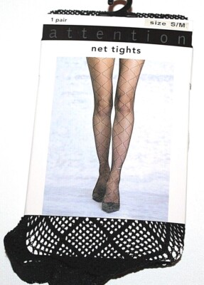 Attention Women's Black Net Tights - Small/Medium | eBay