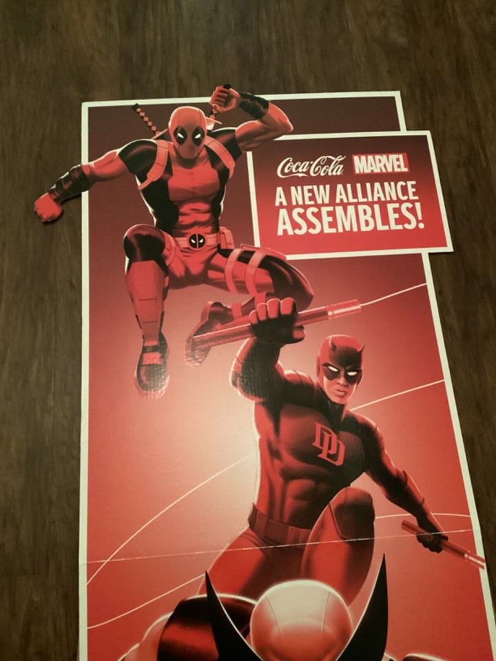 COCA COLA LIFESIZE STANDEE MARVEL NEW DEADPOOL WOLVERINE DAREDEVIL ...