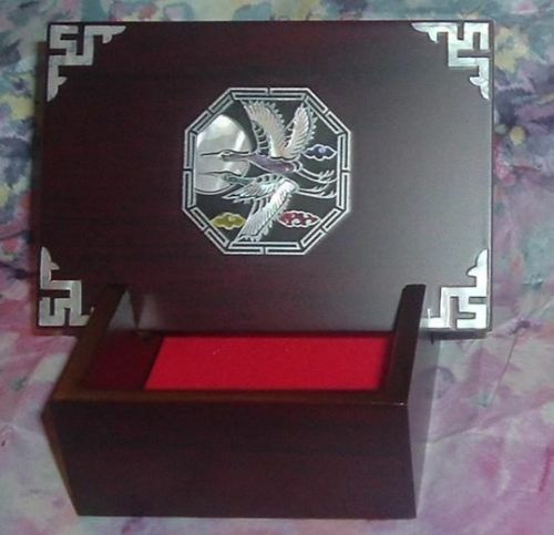 Korean Decorative Jewelry Box w/Removable Crane Design Lid in Mother of ...