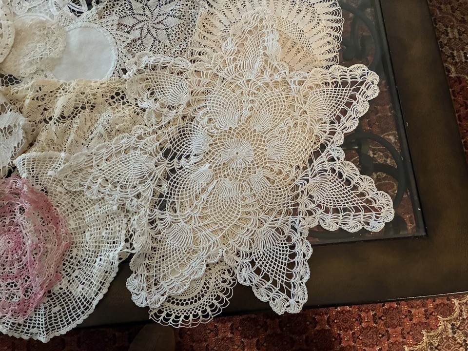 Vintage Lot of 40 Mixed Lace, Crochet, & Cotton Dresser Doilies | eBay