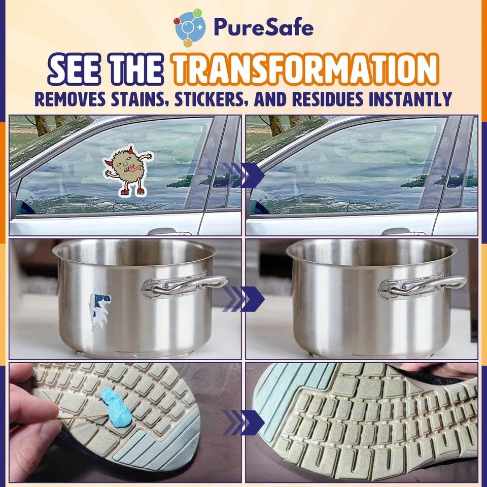 PureSafe 500ml Sticky Stuff Remover Extra Strength Powerful Adhesive ...