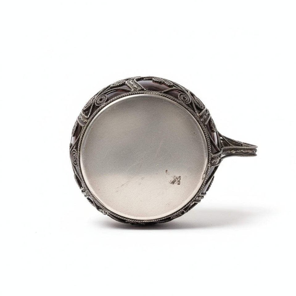 Amber-Rose Hand Blown Glass Pitcher Jug Adorned with Decorative Wire ...