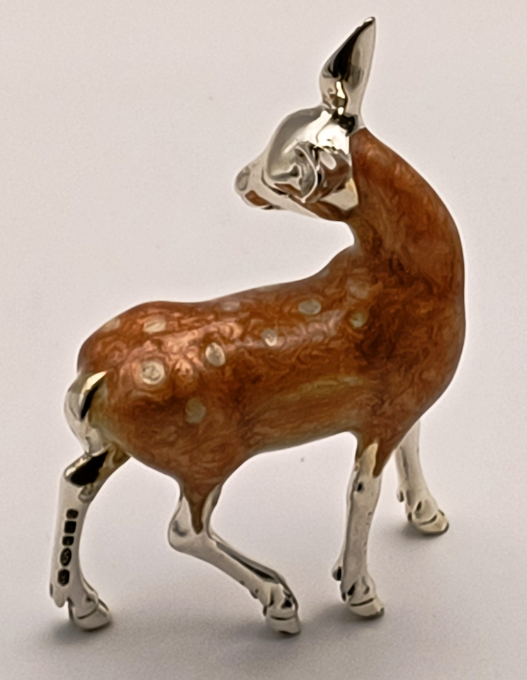 Saturno 925 Sterling Silver Enamel Deer Fawn Hallmarked | eBay UK