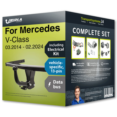 Towbar fixed for MERCEDES V-Class 14- + 13pin spec. electrical-kit NEW ...