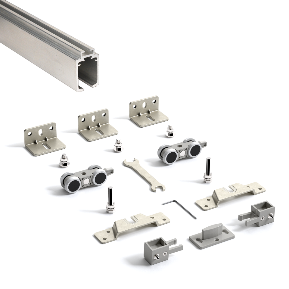 Top Hung Sliding Door 80KG Per Door Capacity Track Gear System Kit Set ...