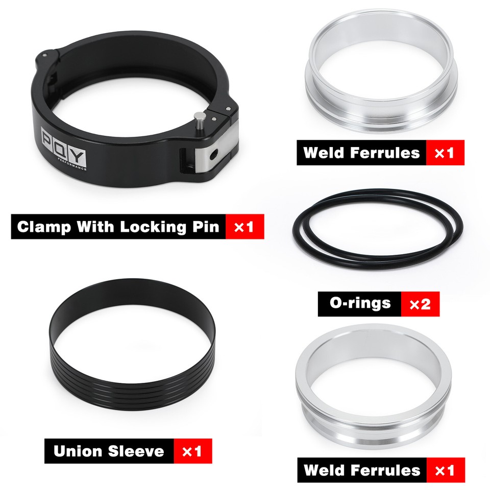 For 89mm 33.5" Aluminum HD Pinless V-band Clamp Intercooler Pipe Quick ...