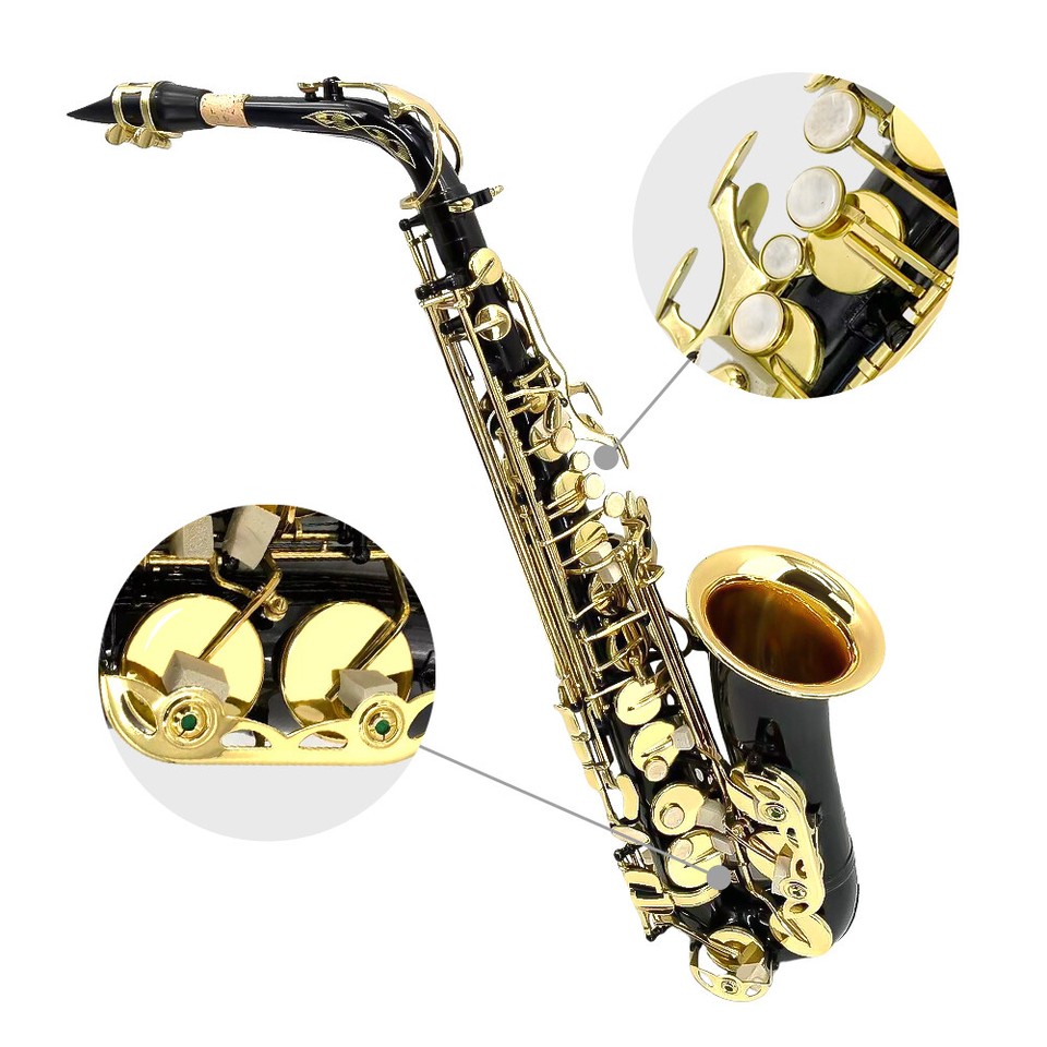Alto Eb Saxophone Black-Gold Sax with Case & Accessories for Music ...