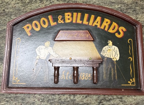Billiard Saloon Pool Wood Sign "24"x16’’ wooden vintage three ...