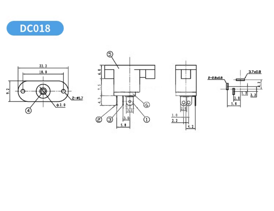 DC002 DC005 3 Pin PCB Mount 3.5*1.3 5.5*2 Female DC Power Jack Socket ...