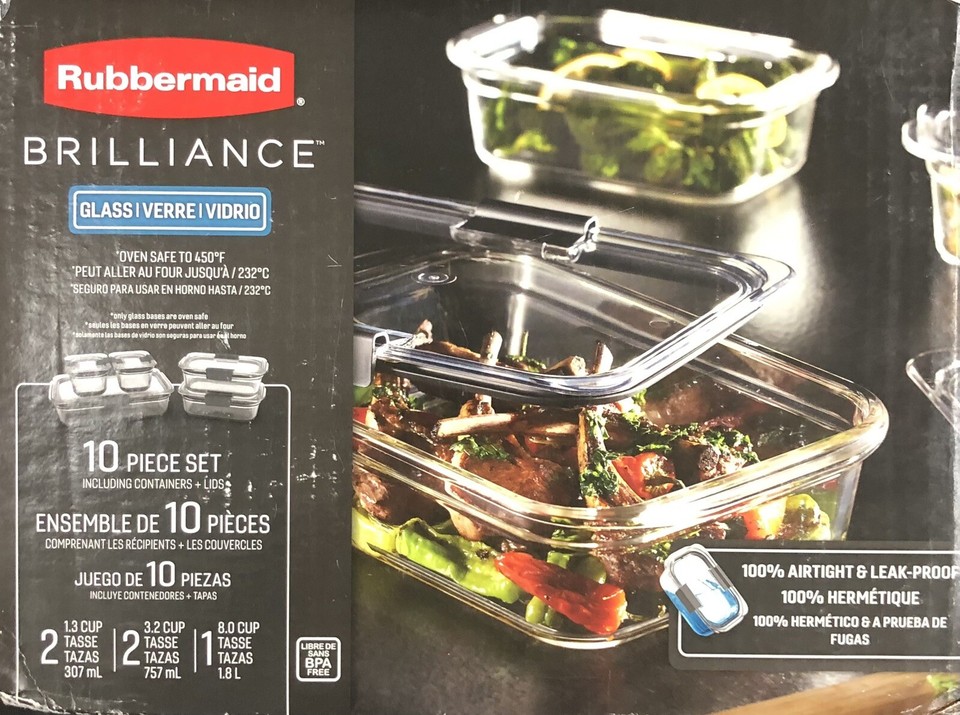 Rubbermaid Brilliance 10-pc. Glass Food Storage Container Set |3994 ...