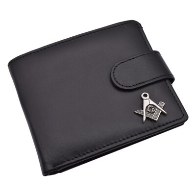 Masonic Regalia with G Pewter Design Black Leather Wallet ...