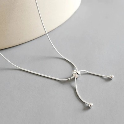 Necklace Pulling Round Bead Snake Bone Chain Adjustable collier Jewelry ...