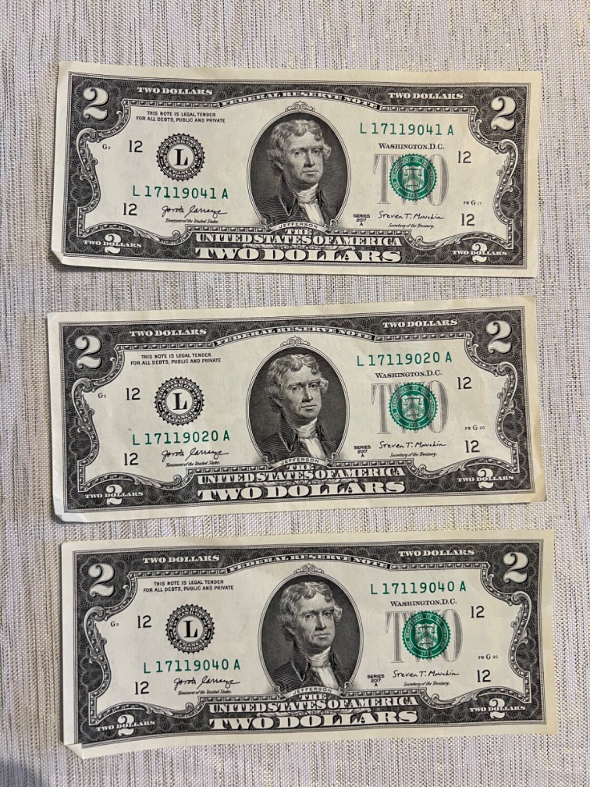 Uncirculated Two Dollar Bill $2 Note Series 2017 #5062 B | eBay