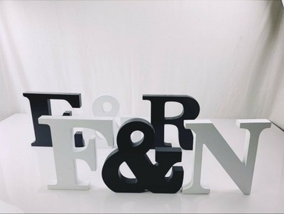Wooden Letters Small 15cm Black Alphabet Wedding Home Birthday - W ...