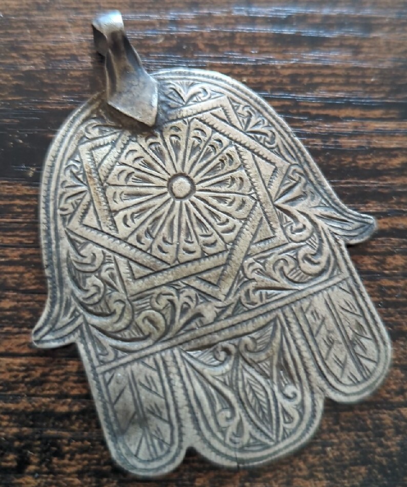 Authentic Antique Hamsa Moroccan Berber Talisman Pendant Hand of Fatima ...