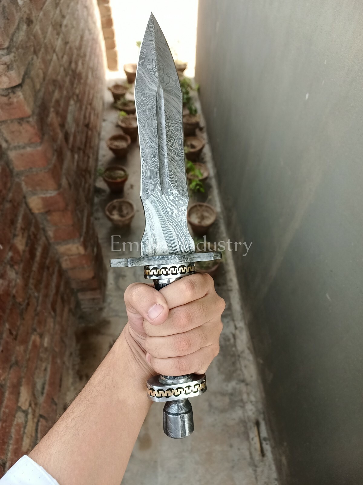 Handmade Damascus Steel Double Edge Hunting Dagger Fixed Blade With ...