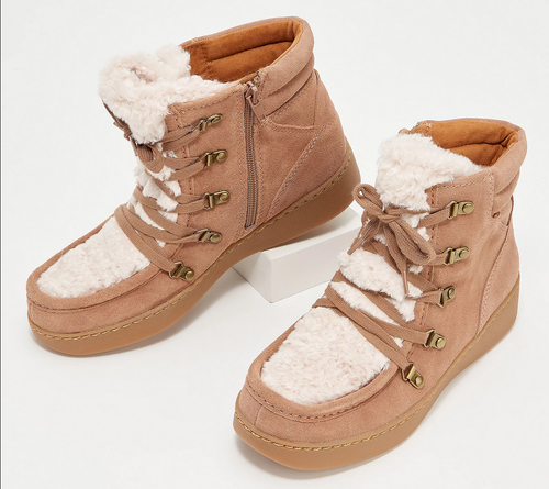 Zodiac Suede FauxShearling Ankle Boots-Pierson-Mushroom-11M (MSRP $127 ...
