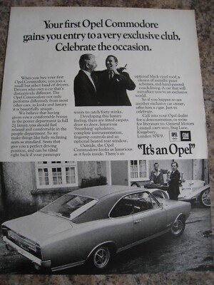 OPEL COMMODORE CAR EXCLUSIVE CLUB BAND OF DRIVERS 1970 ADVERT A4 FILE ...